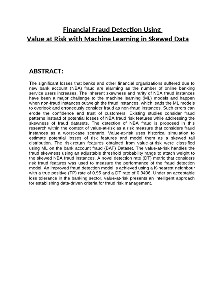 Financial Fraud pdf | PDF | Logistic Regression | Machine Learning