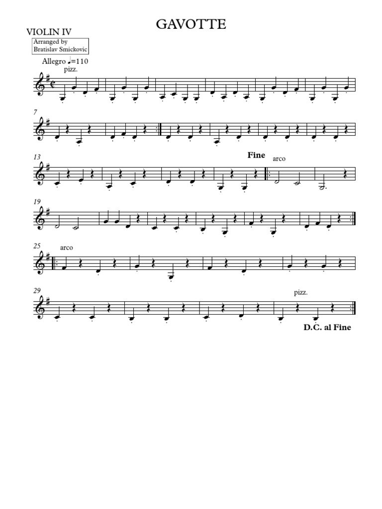Gavotte for Violin IV by Gossec | PDF