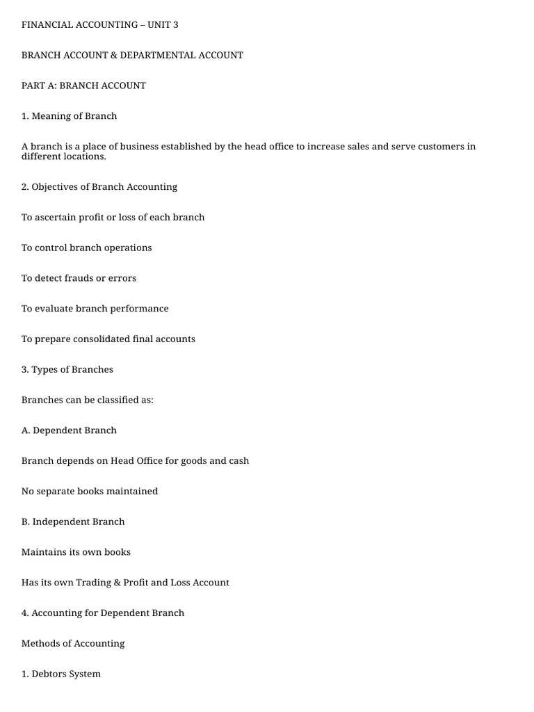 Branch and Departmental Accounting Guide | PDF | Debits And Credits ...
