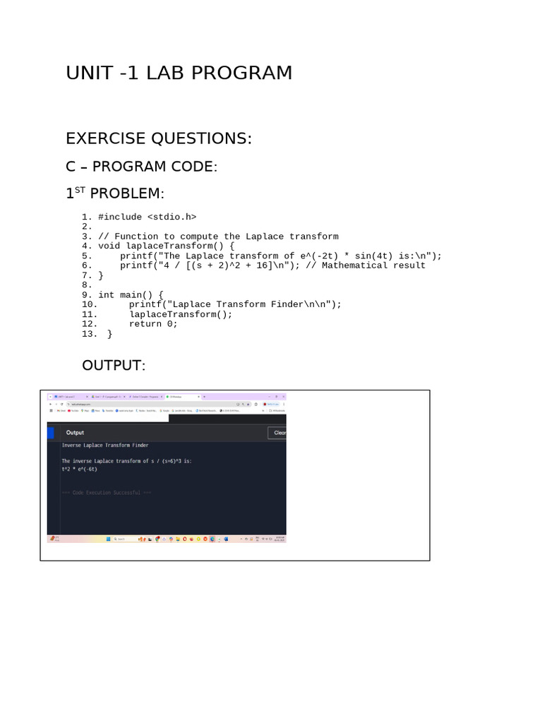Unit 1 c Program Exercise | PDF