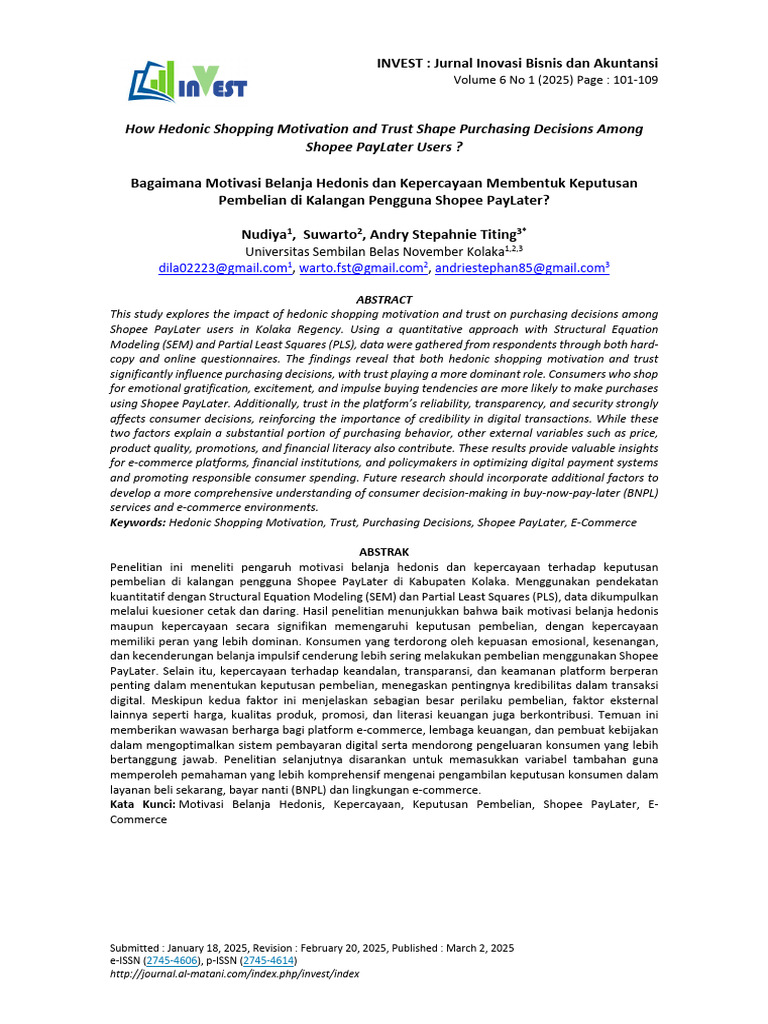 How Hedonic Shopping Motivation and Trust Shape Pu | PDF | Hedonism ...