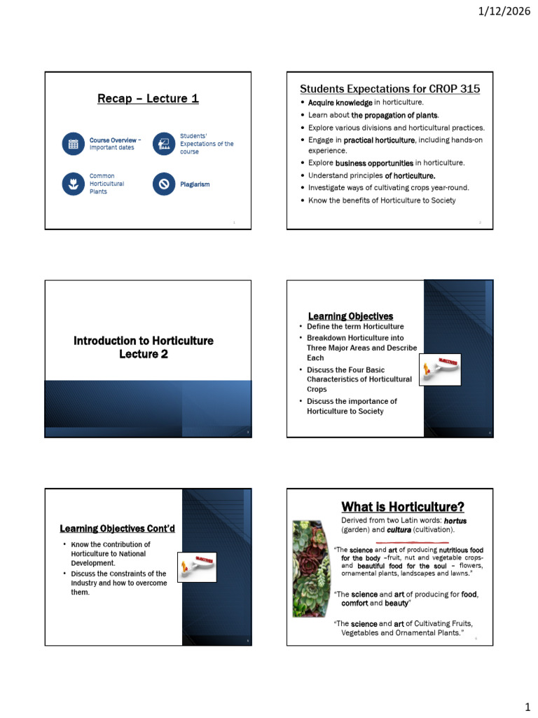 Introduction to Horticulture Overview | PDF | Horticulture | Vegetables