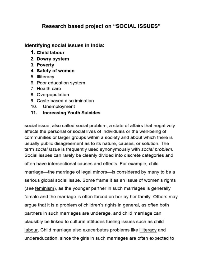 Key Social Issues in India Today | PDF | Marriage | Child Marriage