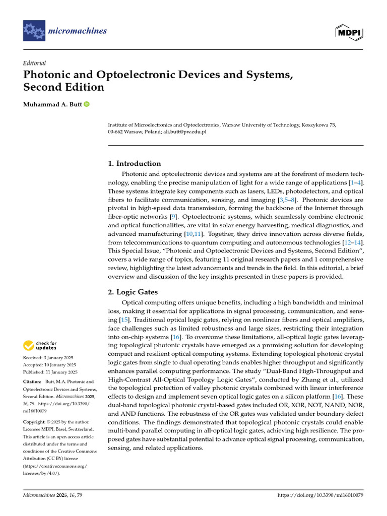 Advances in Photonic and Optoelectronic Systems | PDF | Photonics ...