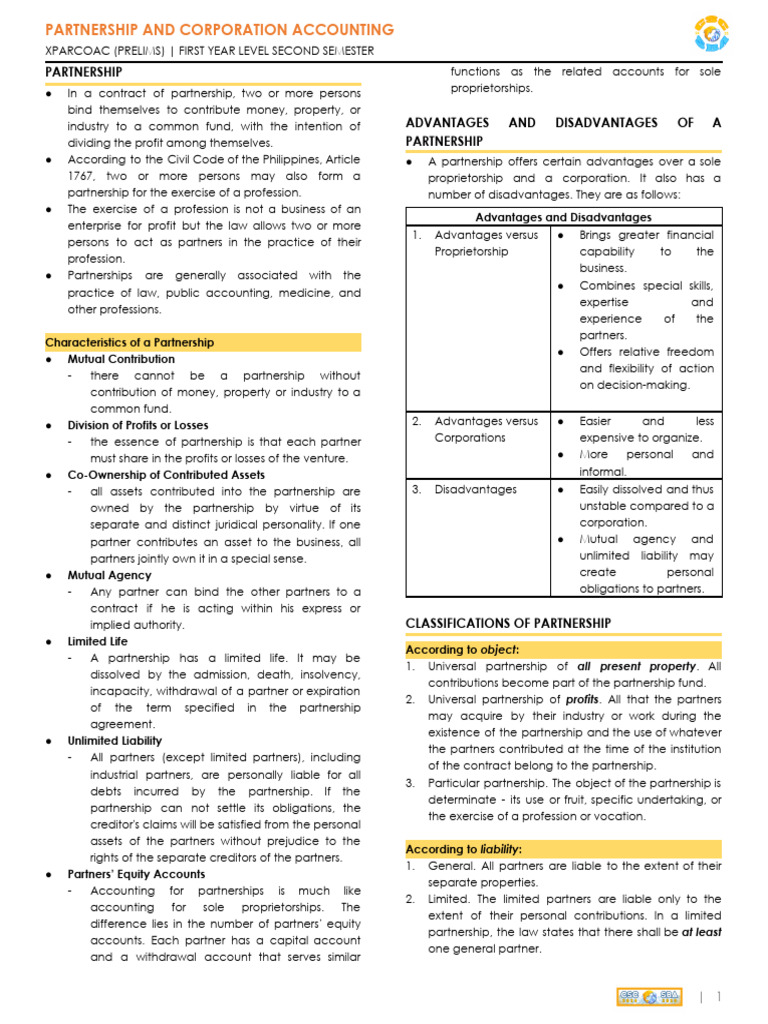 Partnership and Corporation Accounting | PDF | Debits And Credits ...