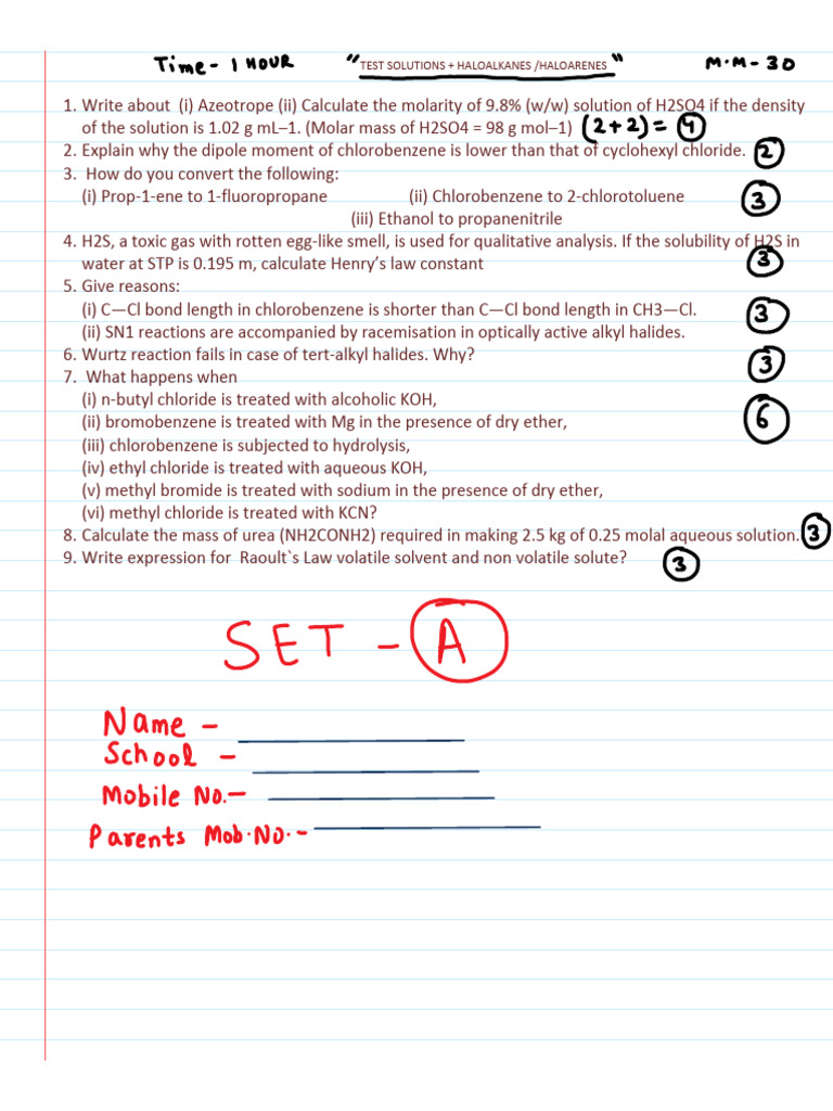 4 Cc Test Sol + Haloalkanes | PDF | Ether | Chlorine
