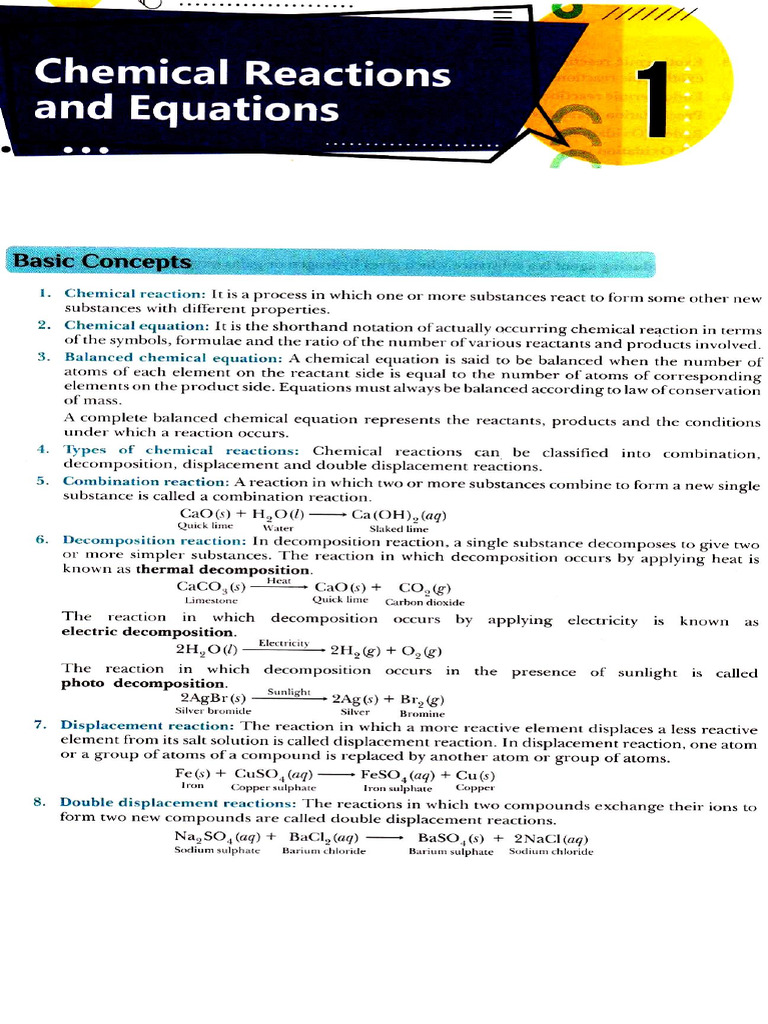 Basic Concepts - Chemical Reactions & Equations | PDF