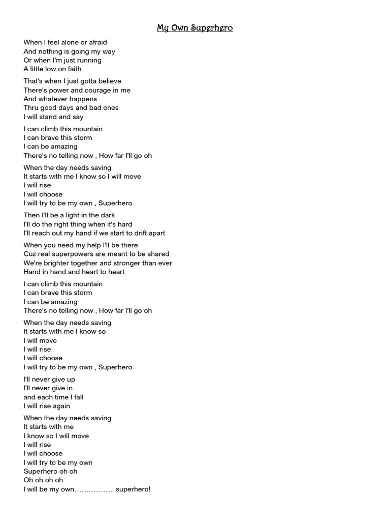 Be Your Own Superhero: Empowerment Poem | PDF