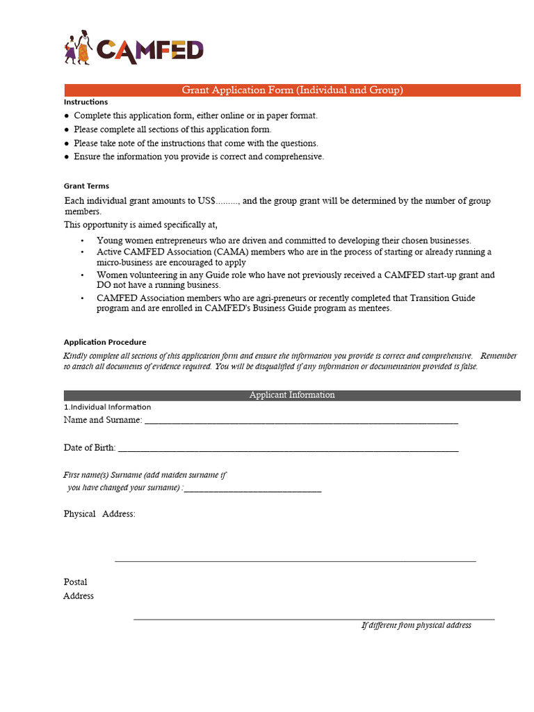 Grant Application for Women Entrepreneurs | PDF