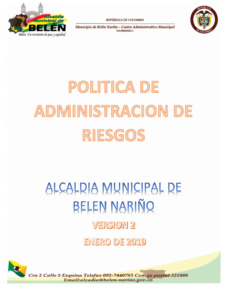 13259 Politica de Riesgos Adm Municipal 2018 | PDF | Riesgo ...