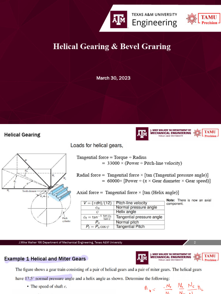Helical and Bevel Gearing Calculations | PDF | Gear | Helix