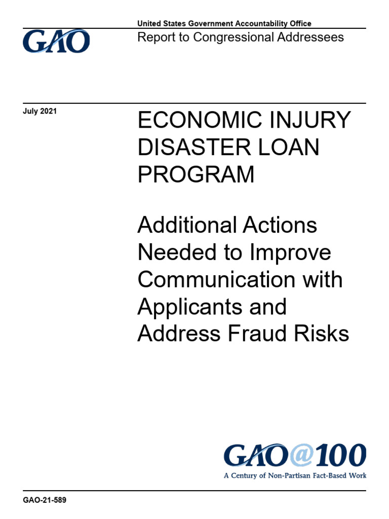 GAO review SBA report | PDF | Small Business Administration | Loans