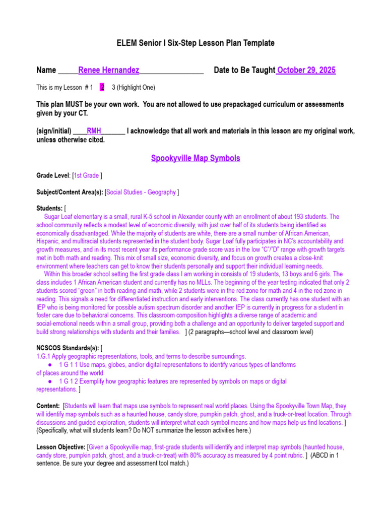 ELEM 4300 Spookyville Map Six Step Lesson Plan.docx | PDF | Learning ...