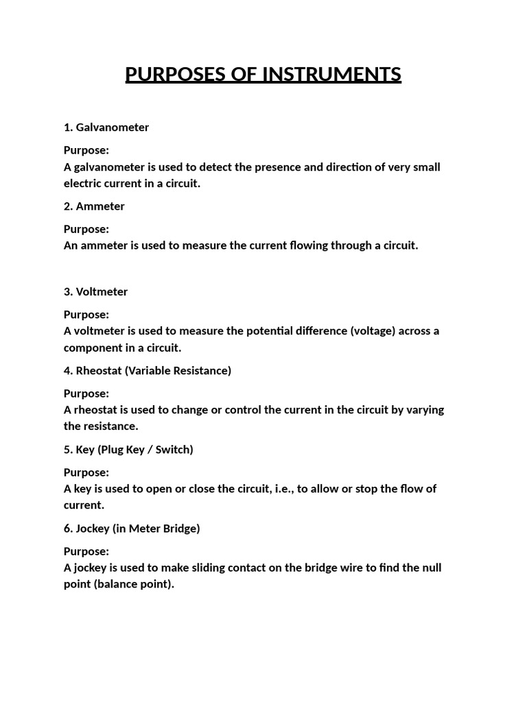 Essential Electrical Instruments Explained | PDF