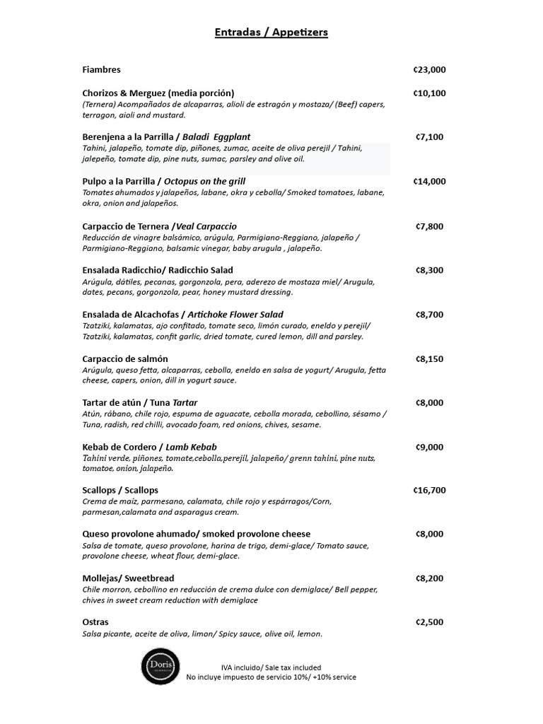 Menú Gourmet: Entradas, Carnes y Postres | PDF | ensalada | Alimentos