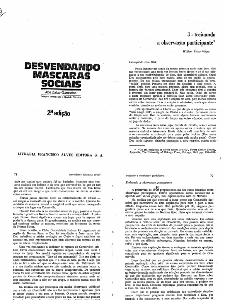 Texto Da Aula 8 - William Foote-Whyte - Treinando a Observação ...