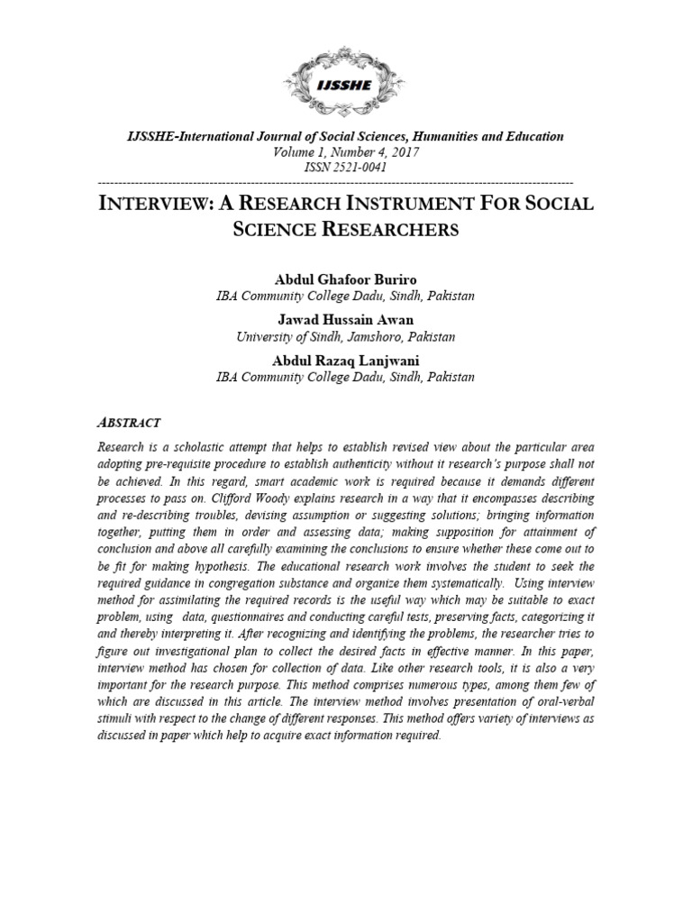 INTERVIEW_A_RESEARCH_INSTRUMENT_FOR_SOCI | PDF | Qualitative Research ...