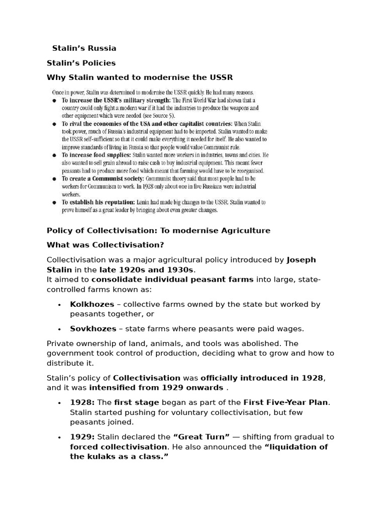 Stalin's Collectivisation Policies Explained | PDF | Joseph Stalin ...