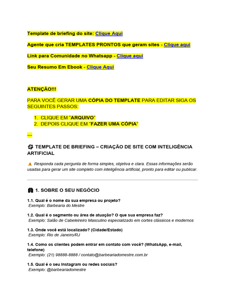 5 TEMPLATE DE BRIEFING | PDF