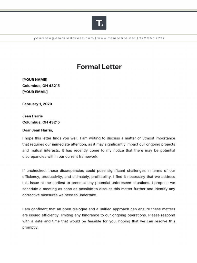 Formal Letter Template | PDF