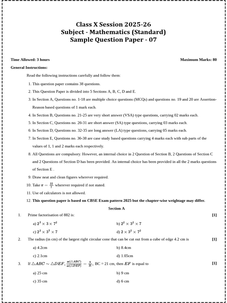 Maths Paper 7 | PDF | Sphere | Circle