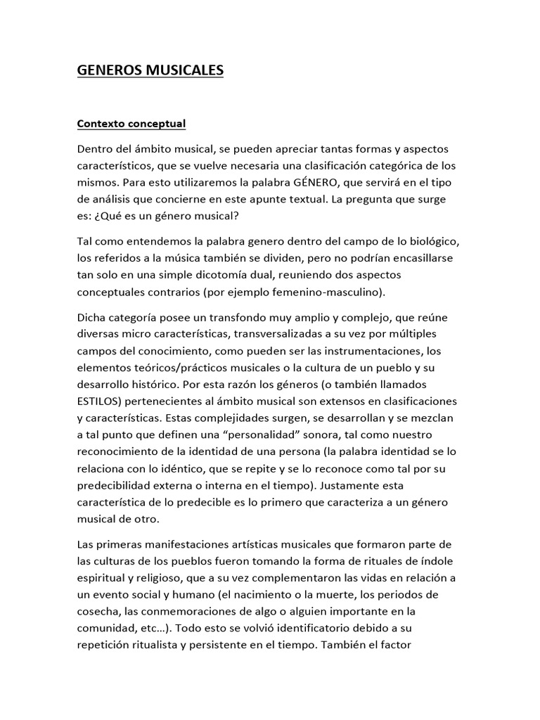 Clasificación de Géneros Musicales | PDF | Ritmo | Melodía