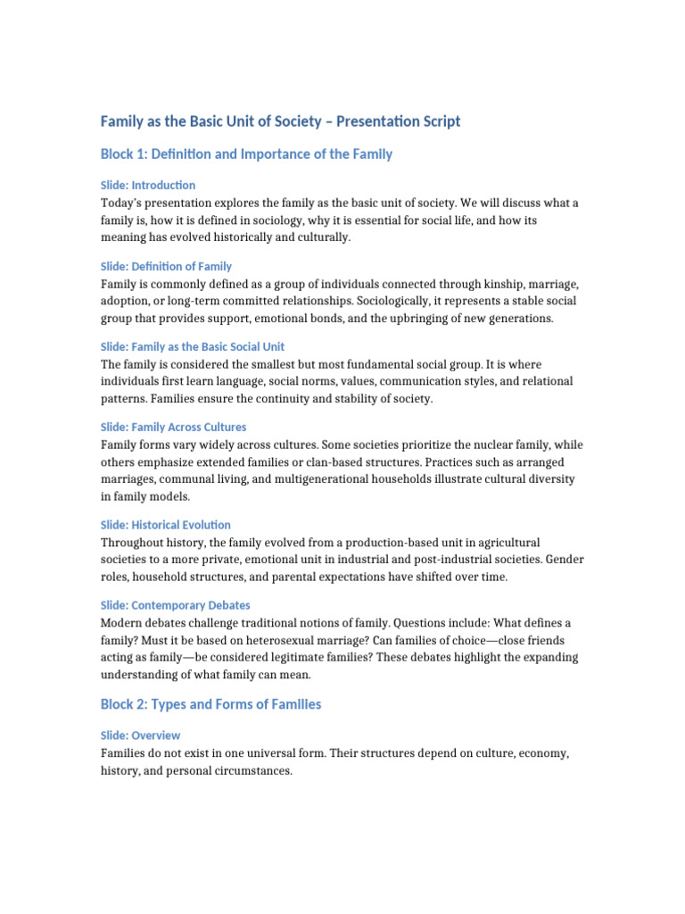 Understanding Family as Society's Core Unit | PDF | Family | Society