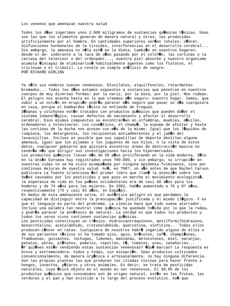 Los venenos que amenazan nuestra salud | PDF