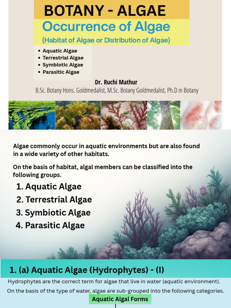 Occurrence of Algae // Habitat of Algae pdf | PDF | Algae | Plants