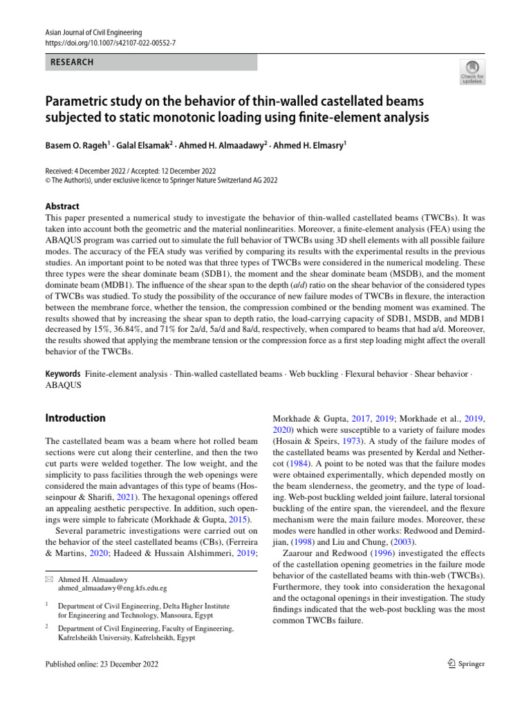 Thin-Walled Castellated Beams Analysis | PDF | Buckling | Beam (Structure)
