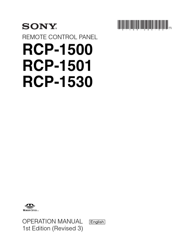 Sony RCP-1500 Series Operation Manual | PDF | Menu (Computing) | Camera