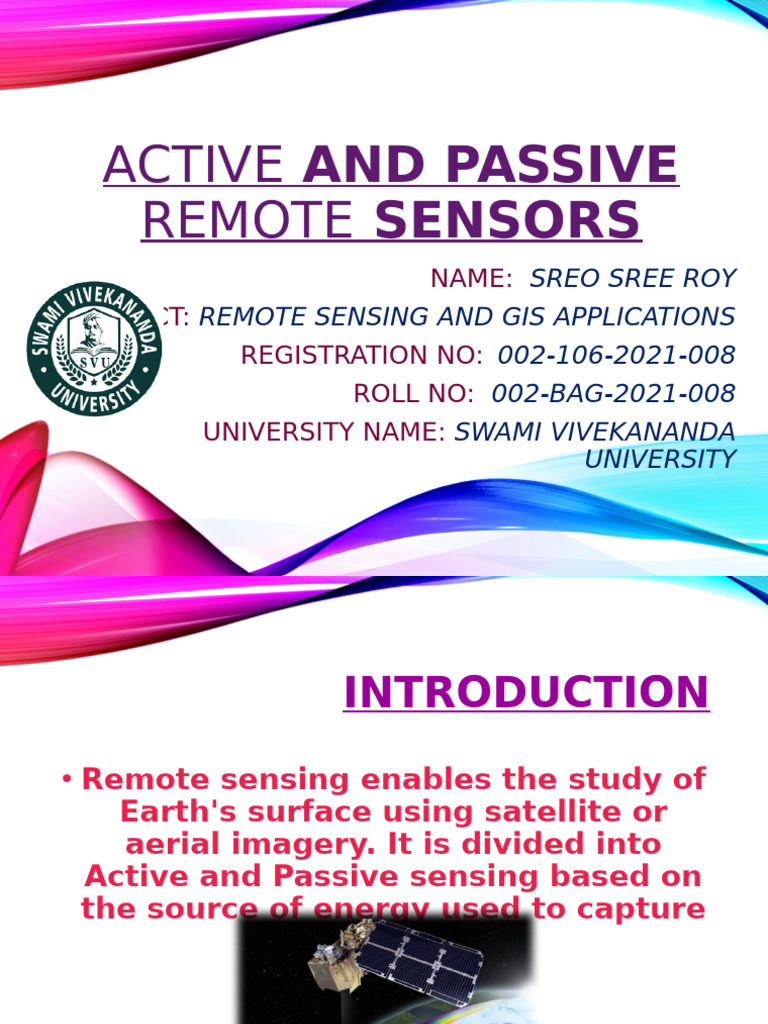 Active vs Passive Remote Sensors Explained | PDF