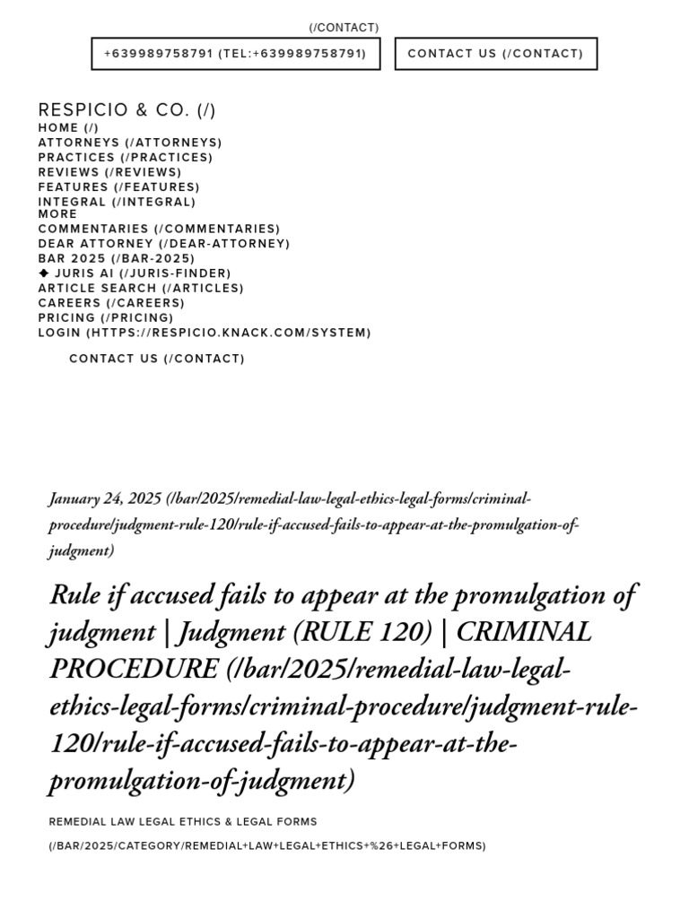8Rule if Accused Fails to Appear at the Promulgation of Judgment ...