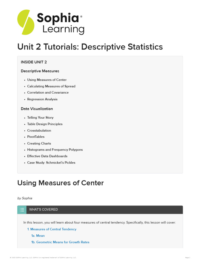 Unit 2 Tutorials Descriptive Statistics | PDF | Mean | Skewness