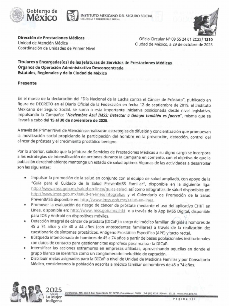1310 of. Campaña Mes Azul IMSS | PDF