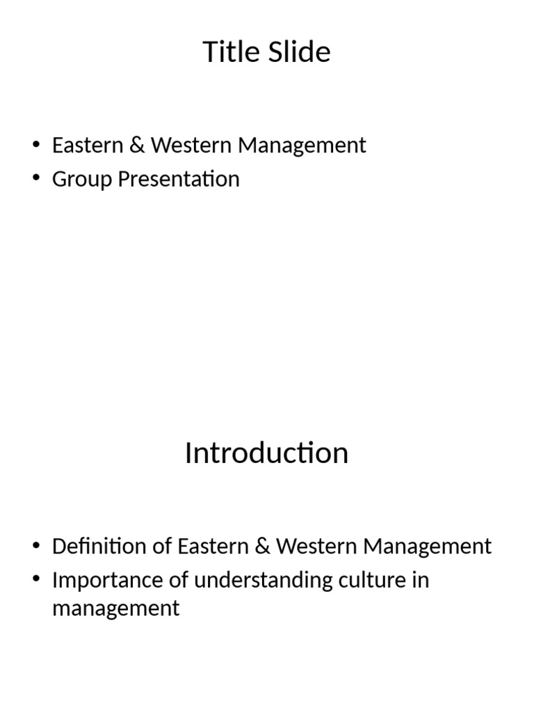 Eastern Western Management Presentation | PDF