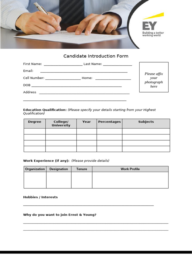 Candidate Introduction Form Campus | PDF