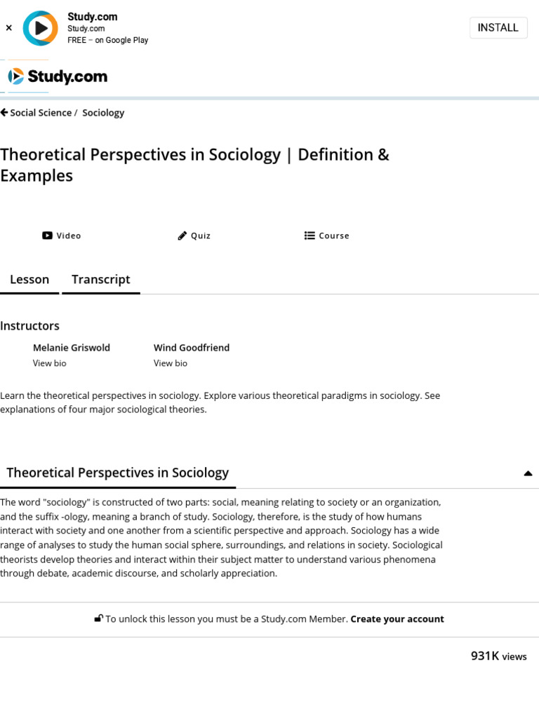 Major Theoretical Perspectives in Sociology | PDF | Sociology | Social ...