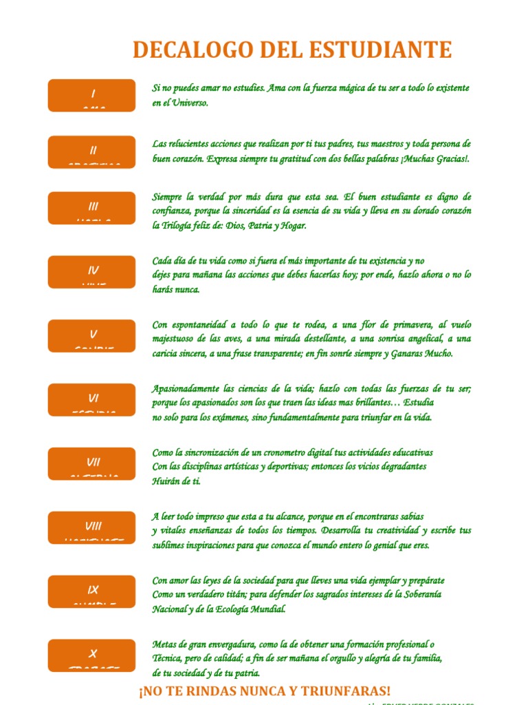 Decalogo Del Estudiante | PDF