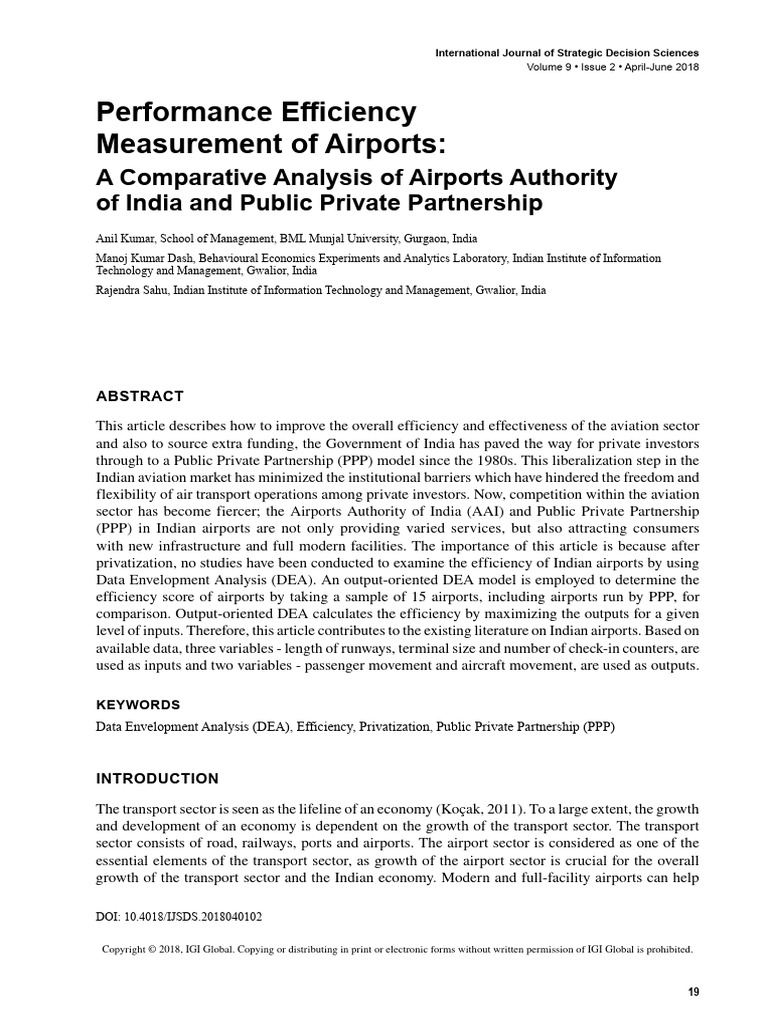 Airport Efficiency in India: A DEA Study | PDF | Economies