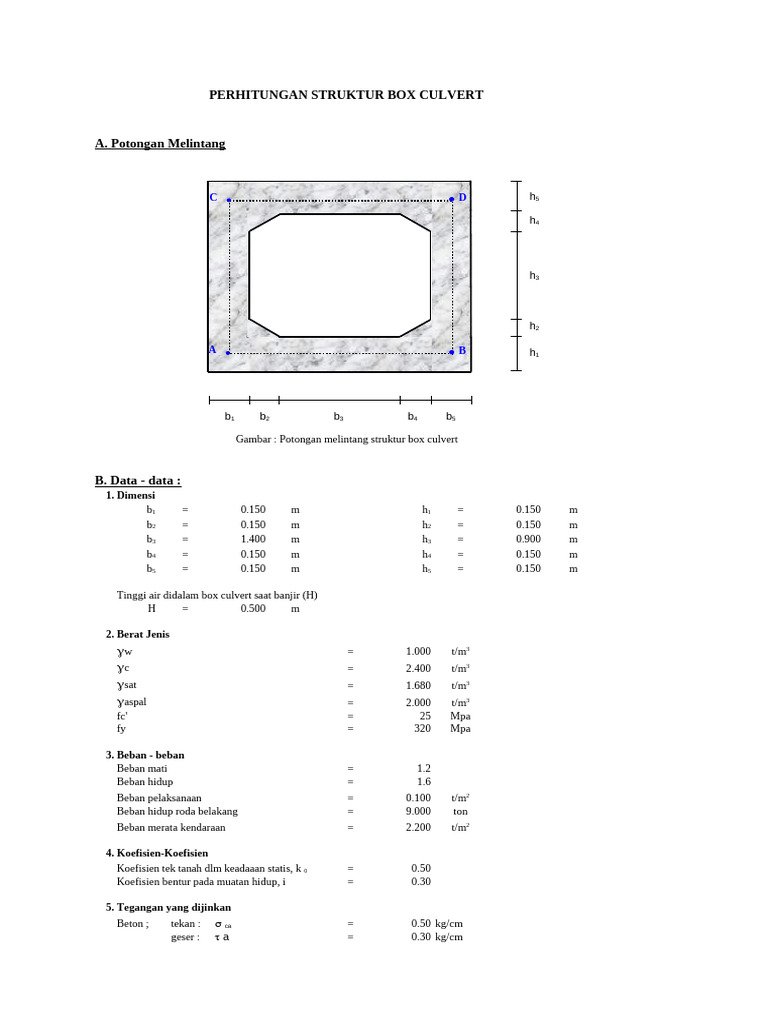 Box Culvert Structural Calculation Guide | PDF
