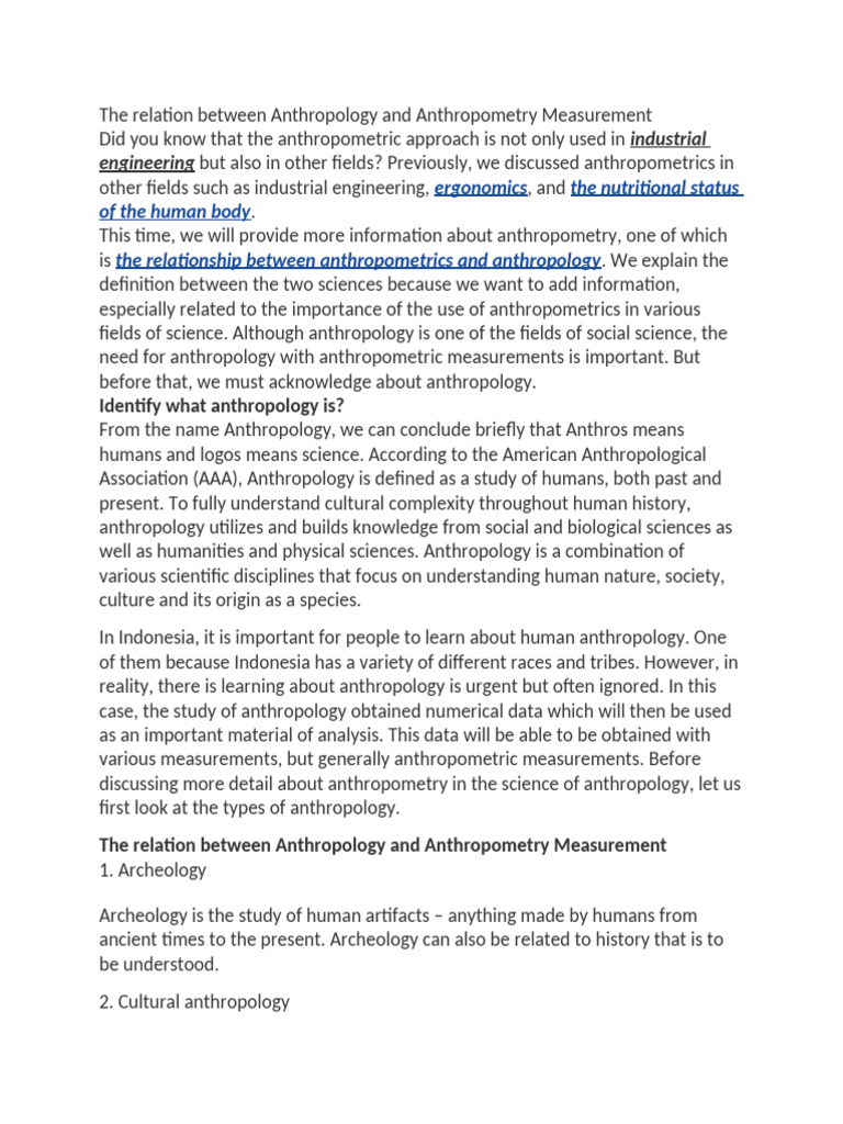 Anthropology and Anthropometry Explained | PDF | Anthropometry ...