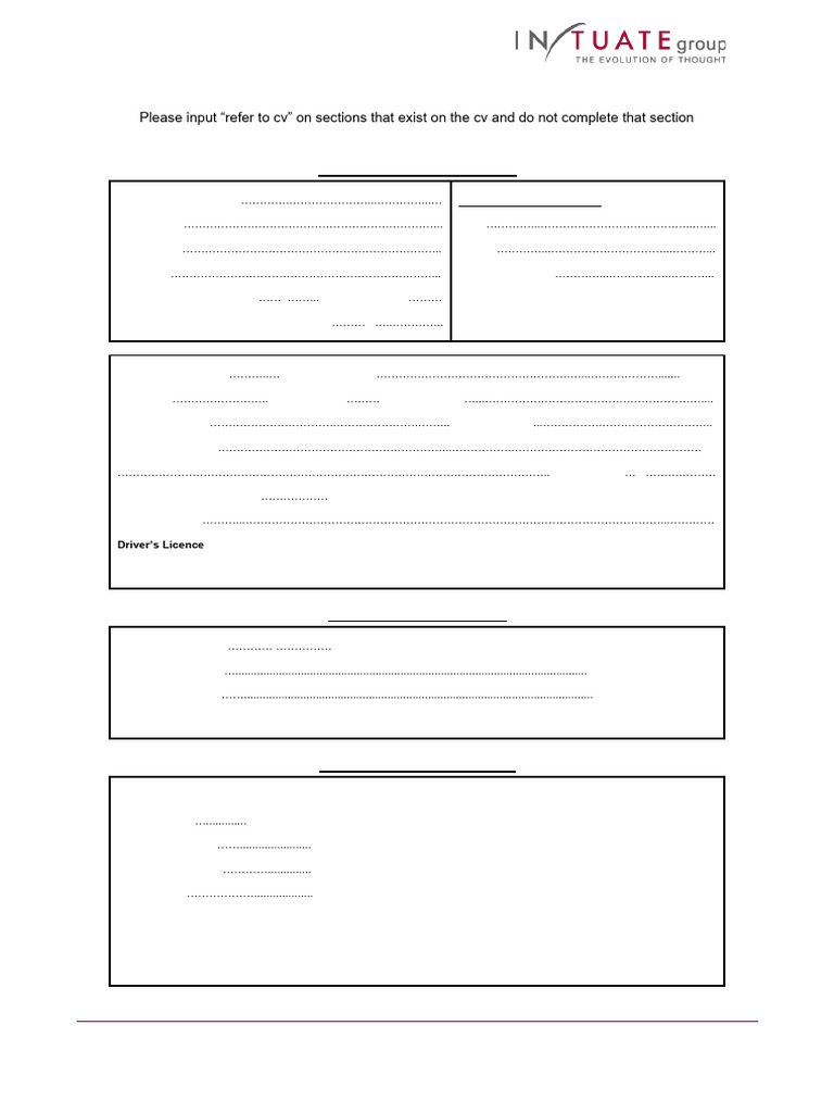 Candidate Application Form - 2022 - Intuate - Group - Latest | PDF ...