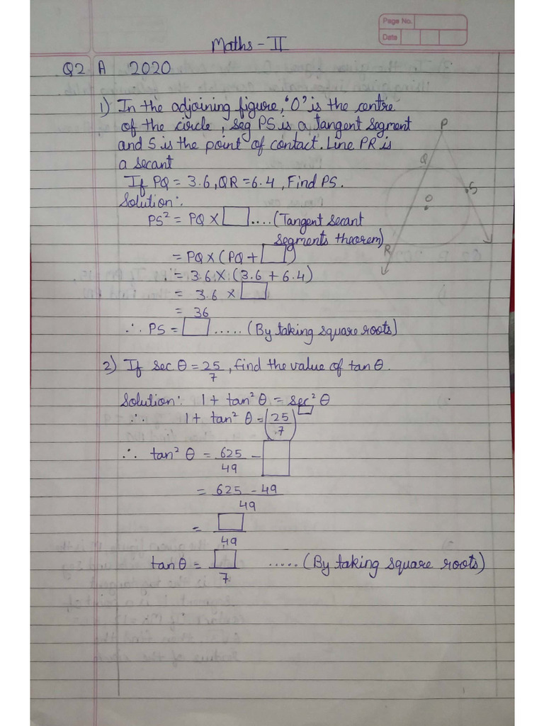 Maths 2 Q2 of Last 5 Years Board Paper | PDF