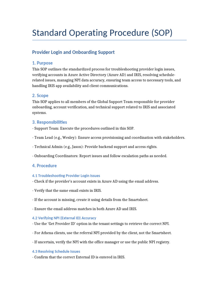 Provider Login & Onboarding SOP Guide | PDF | Computing | Information ...