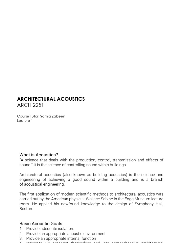 Fundamentals of Architectural Acoustics | PDF | Acoustics | Classical ...