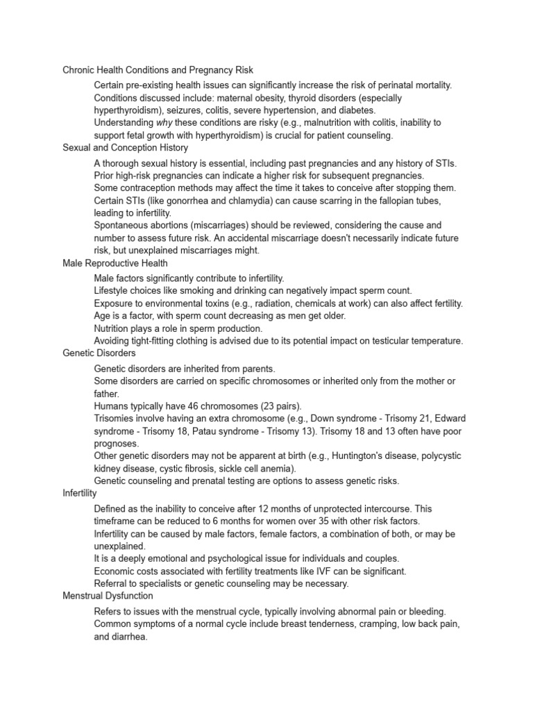 Chronic Health Risks in Pregnancy | PDF | Infertility | Menstrual Cycle