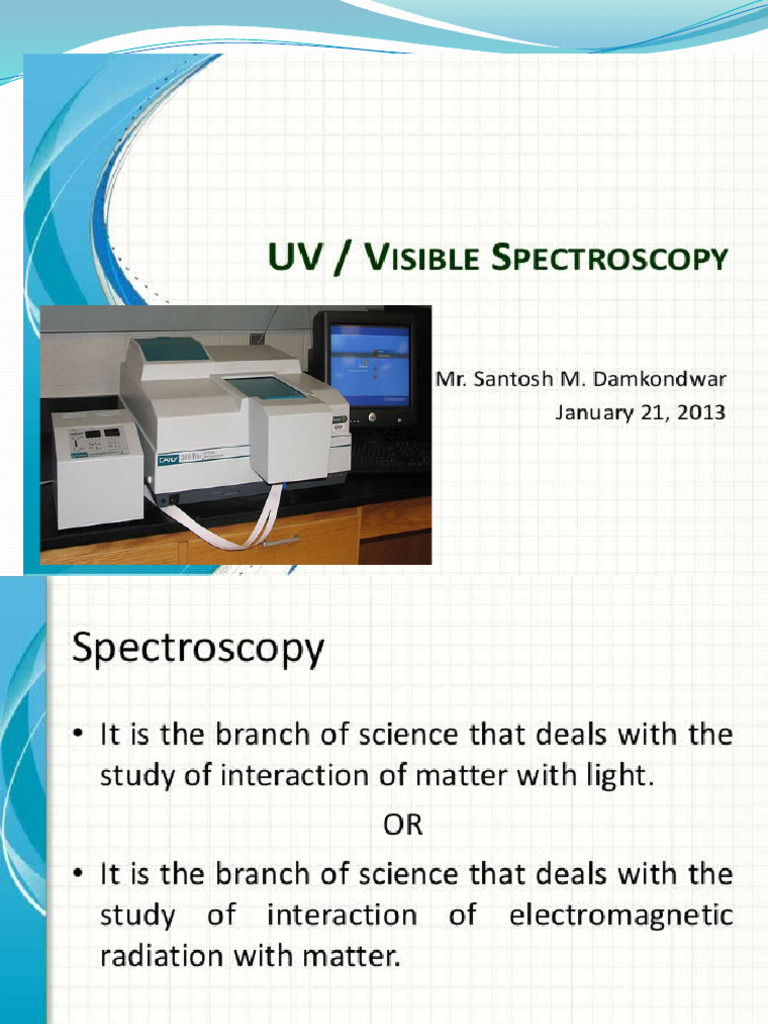 UV-Visible Spectroscopy Basics | PDF | Electromagnetic Spectrum ...