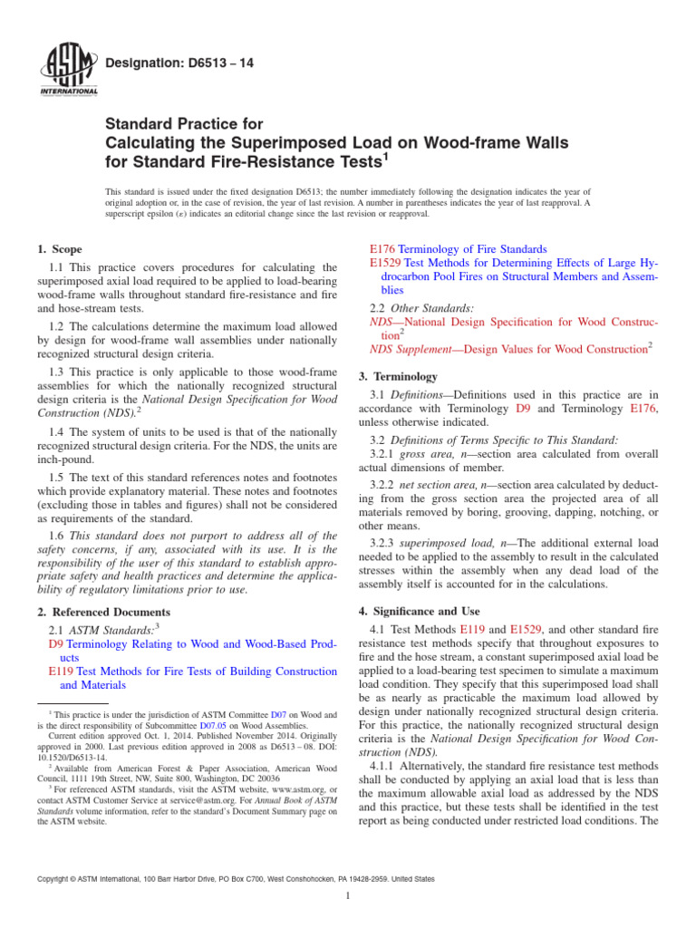 D6513-14 Standard Practice for Calculating the Superimposed Load on ...