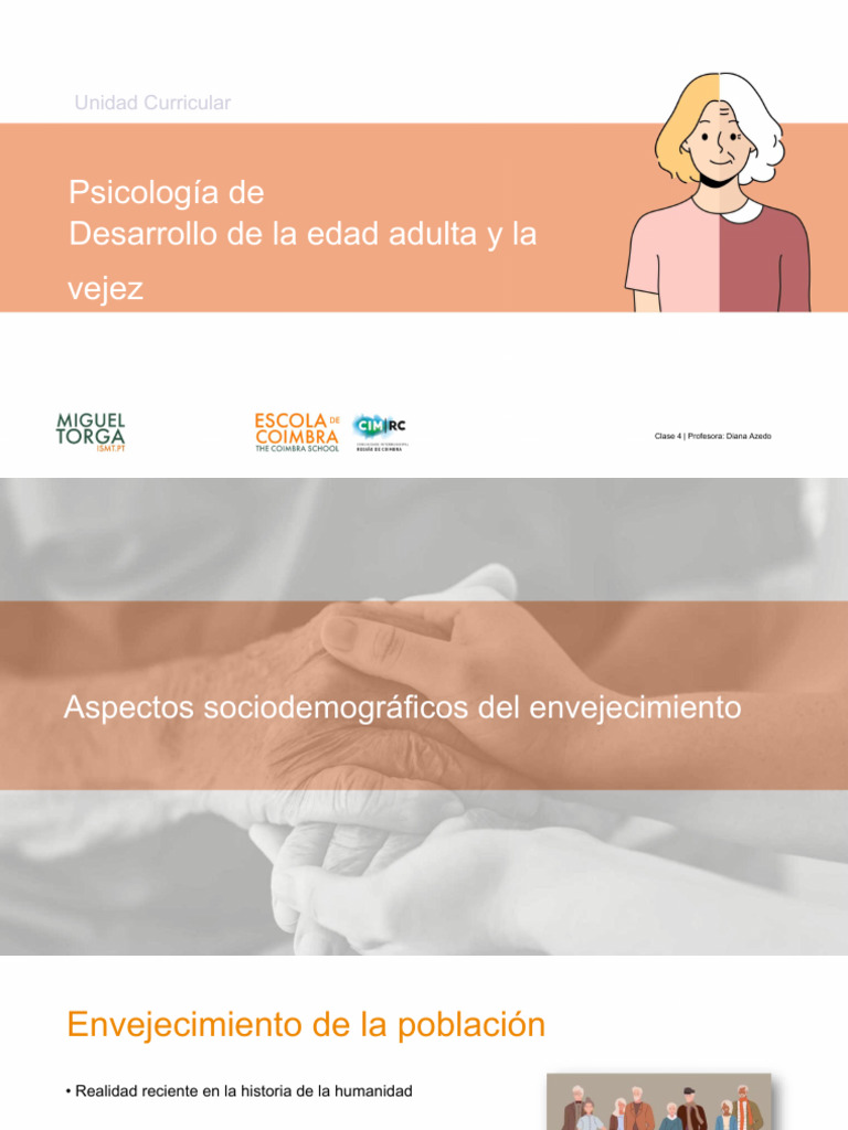 Aula 4. Aspetos sociodemográficos | PDF | Vejez | Desarrollo cognitivo